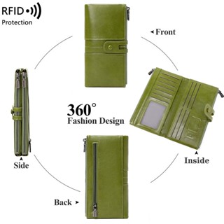 BANYANU RFID Protection Women Leather Wallet Dual Zipper Long Coin ...