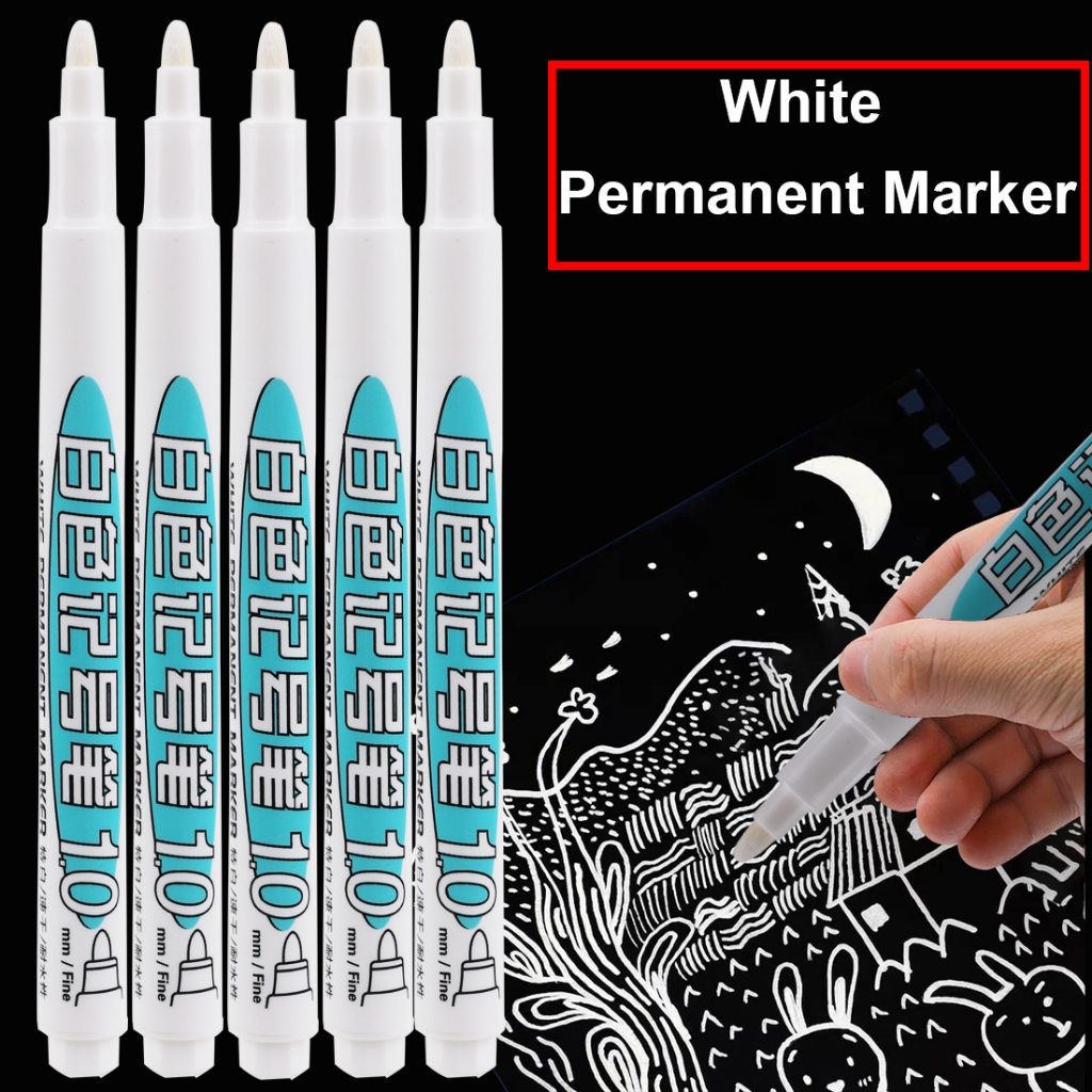 White Marker Pen, 1mm Fine Tip, Pernament Ink, for Painting, Card ...