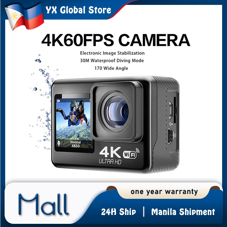 AUSEK Dual Screen Action Camera 4K 60FPS 20MP 2.0 Touch LCD EIS Remote Control WiFi Waterproof ...