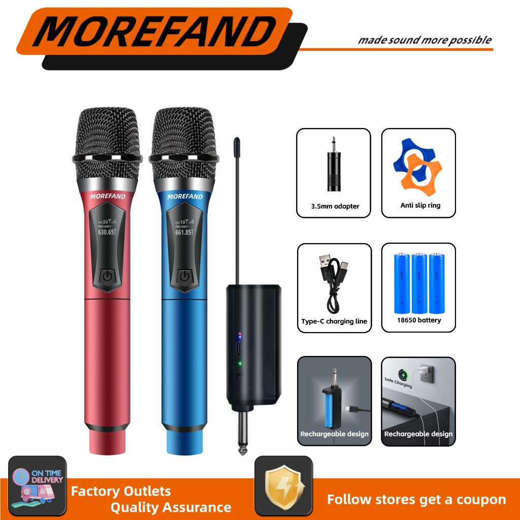Wireless Microphone portable charging microphone 1280mA rechargeable ...