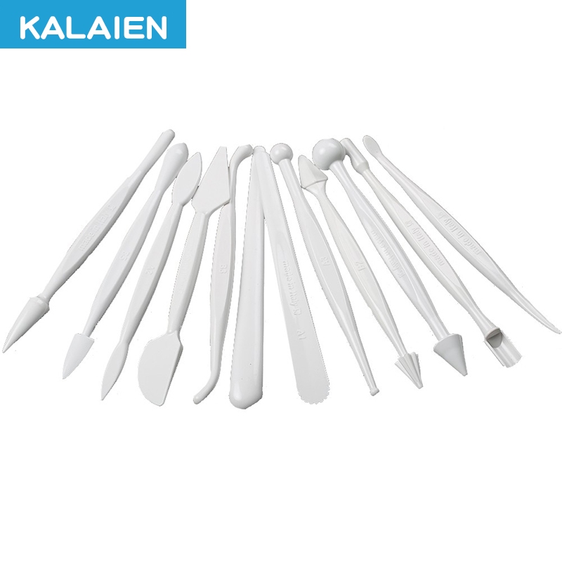 KALAIEN 12 Pieces Plastic Clay Tools Modeling Tool Pottery Tool Kit For Sculpting Random ...