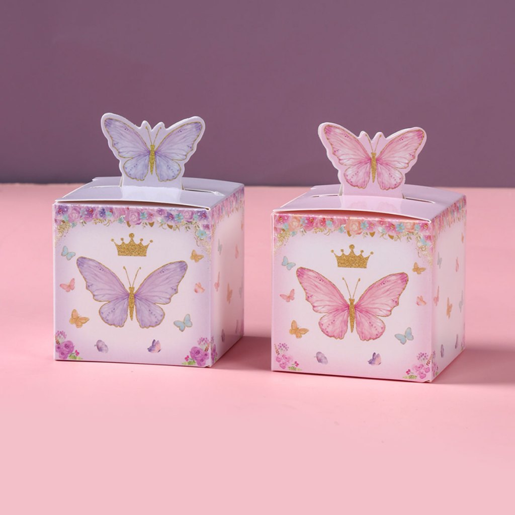 24pcs/set Butterfly Candy Boxes Purple Pink Butterfly Design Paper ...
