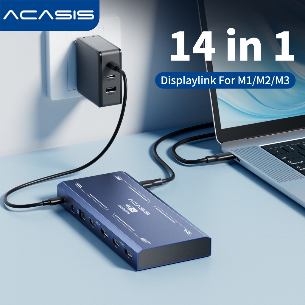 ACASIS Dual 4K HDMI Displaylink Laptop 13-in-1 USB-C Hub for M1, M2 ...