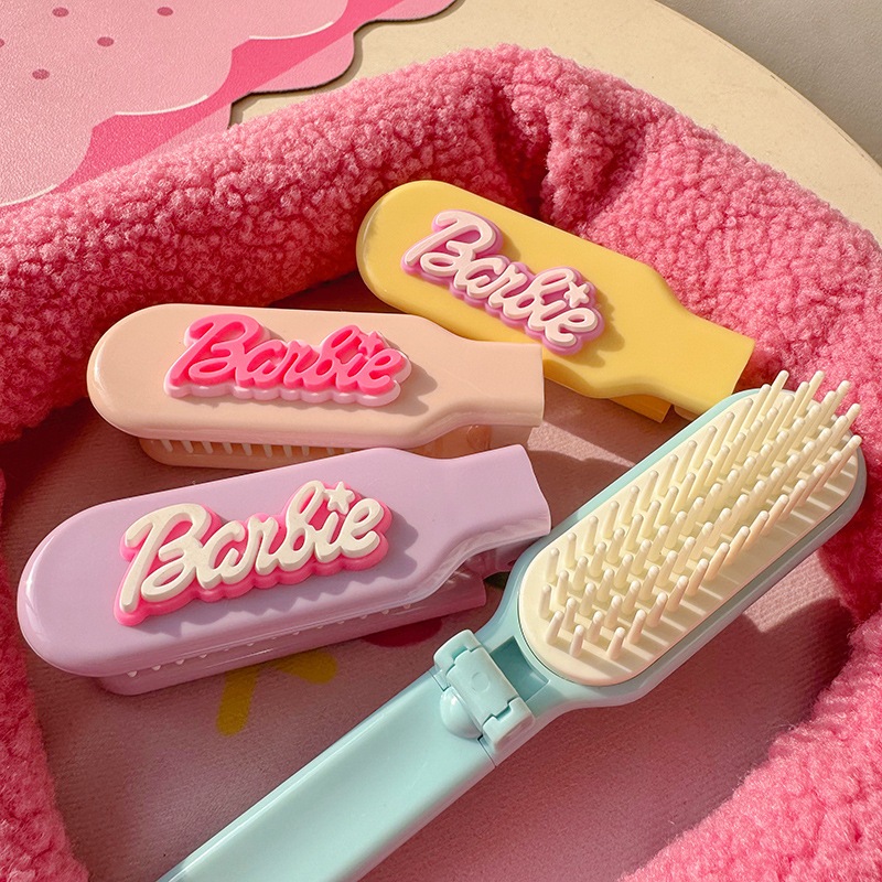 Cute Barbie Girl Cartoon Comb Portable Foldable Hair Comb Soft Air ...