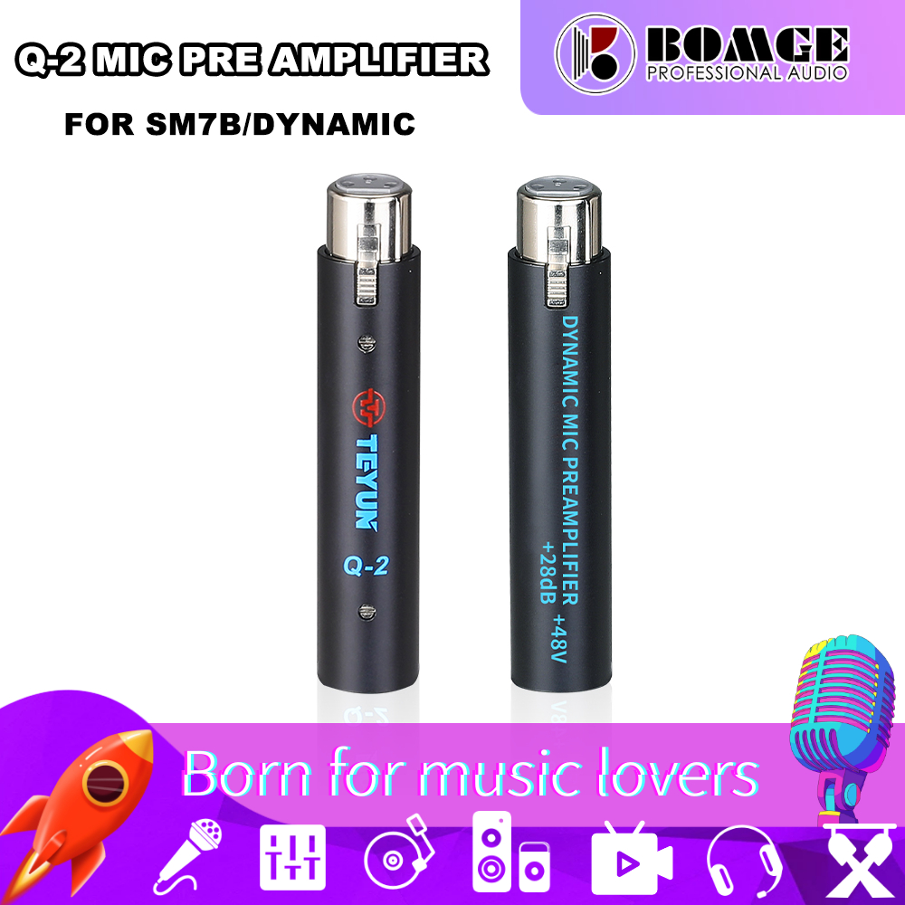 XLR 48V Microphone Preamplifier 28db Gain Metal Structure Dynamic Mic ...