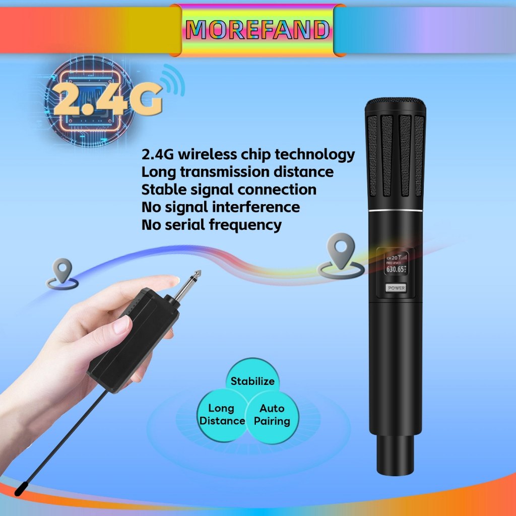 Rechargeable wireless microphone, fast connection, handheld microphone ...