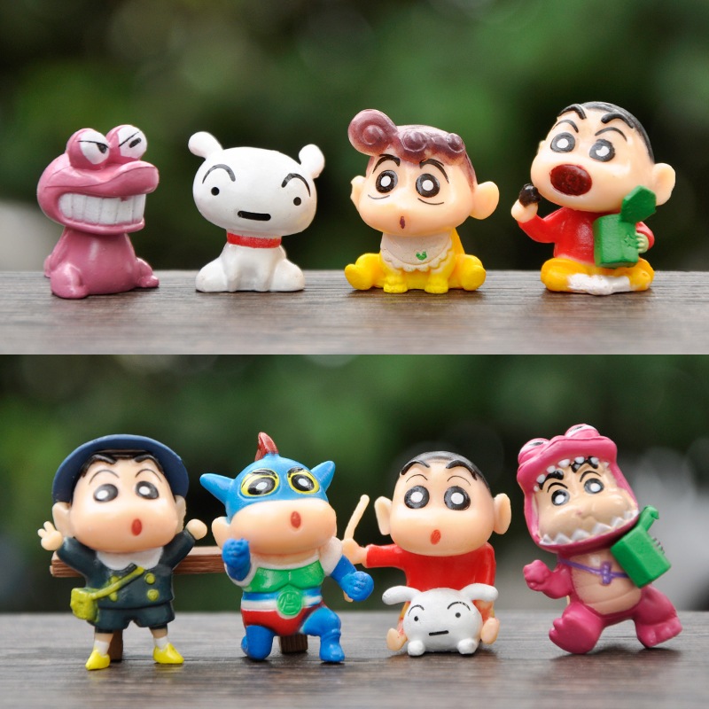 8Pcs/Set Anime Crayon Shin-chan Figure Nohara Shinnosuke Himawari Shiro ...