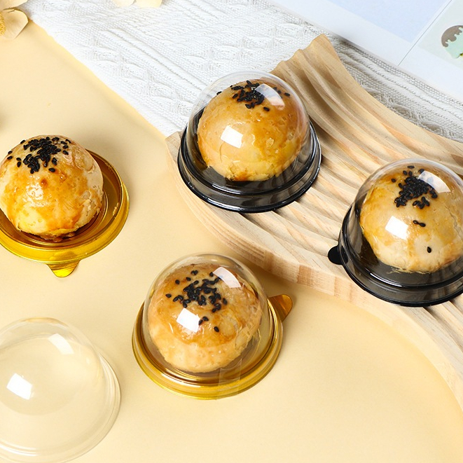 Transparent Round Blister Mooncake Box Egg Yolk Crisp Packaging Black ...