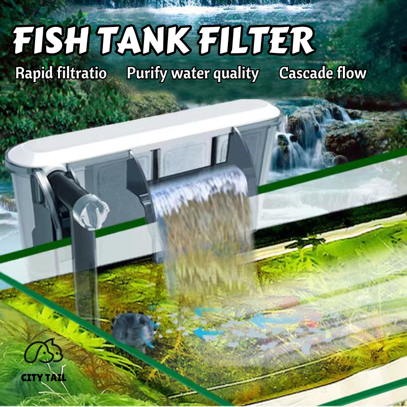 Aquarium Waterfall Filter Hang on Adjustable Water Flow Filter Fish ...