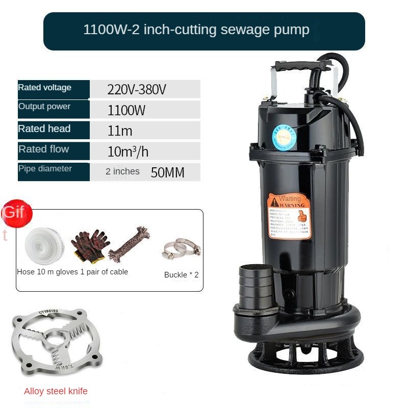 Water Pump 220V Portable Motor Agricultural Irrigation Septic Tank ...