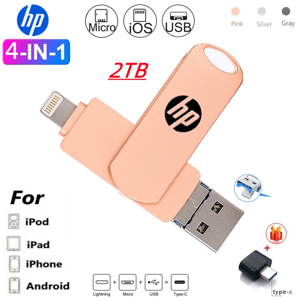 2TB 4 in1 OTG USB3.0 Flash Drive 1TB 512GB Type-C USB Stick Pendrive ...