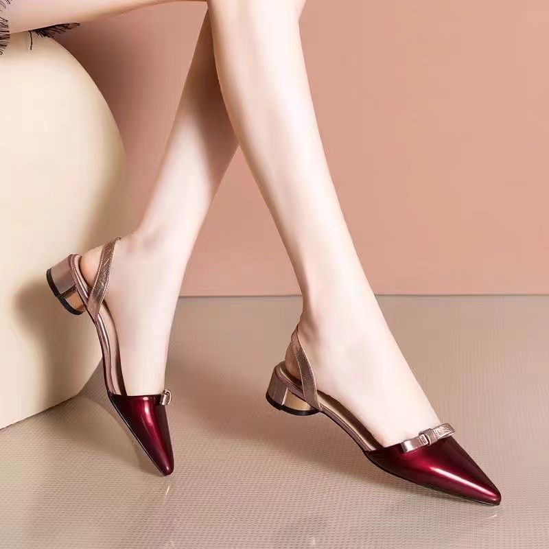 Women's Soft Leather Fashionable Comfortable Low Heel Pointed Simple ...