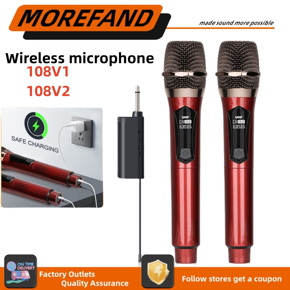 Wireless Microphone 108V1-S/108V2-S UHF Rechargeable Microphone 1280mA ...