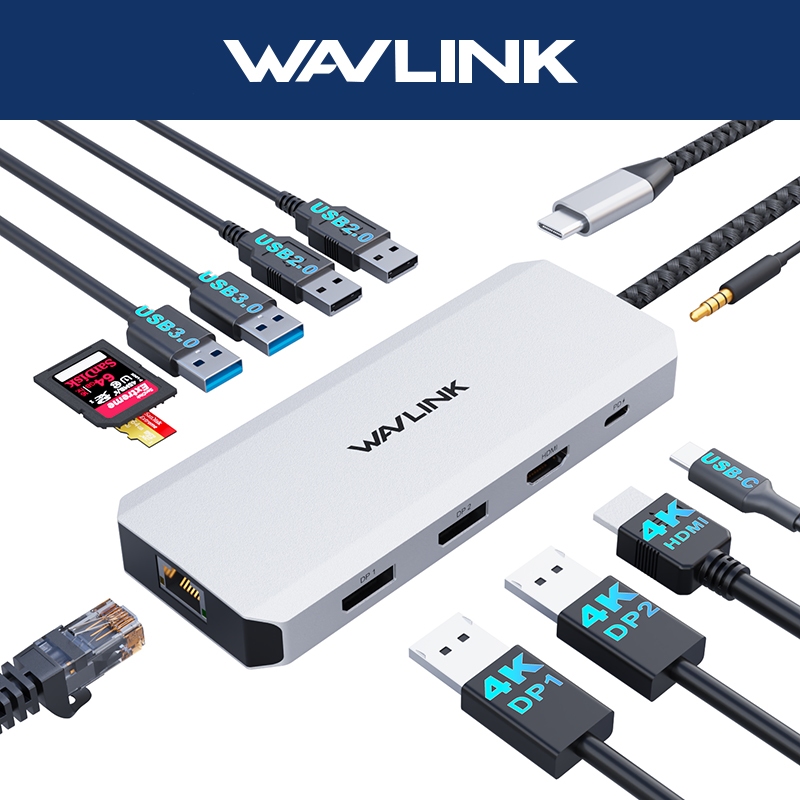 WAVLINK USB HUB Docking Station For Laptop USB-C to 4K HDMI Adapter PD ...