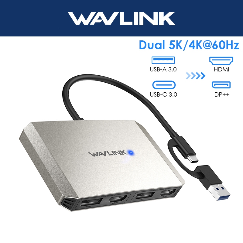 WAVLINK HDMI Adapter With Displaylink Docking Station Dual 5K@60Hz Monitor Hub Type A USB C to ...