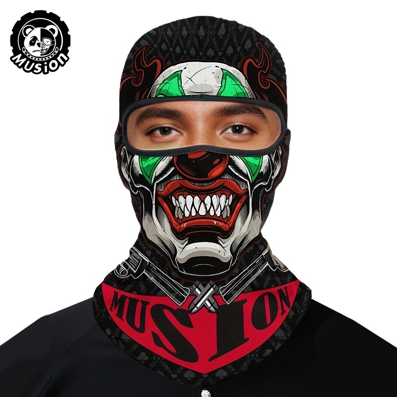 Musion Full Face Mask Balaclava Helmet Liner Joker Print Moto Rider for ...