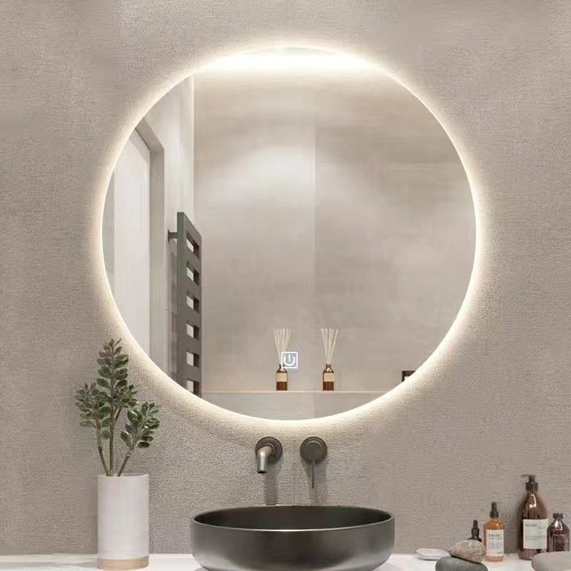 Round Mirror with Touch Tricolor Light Led Smart Mirror Bathroom Vanity ...