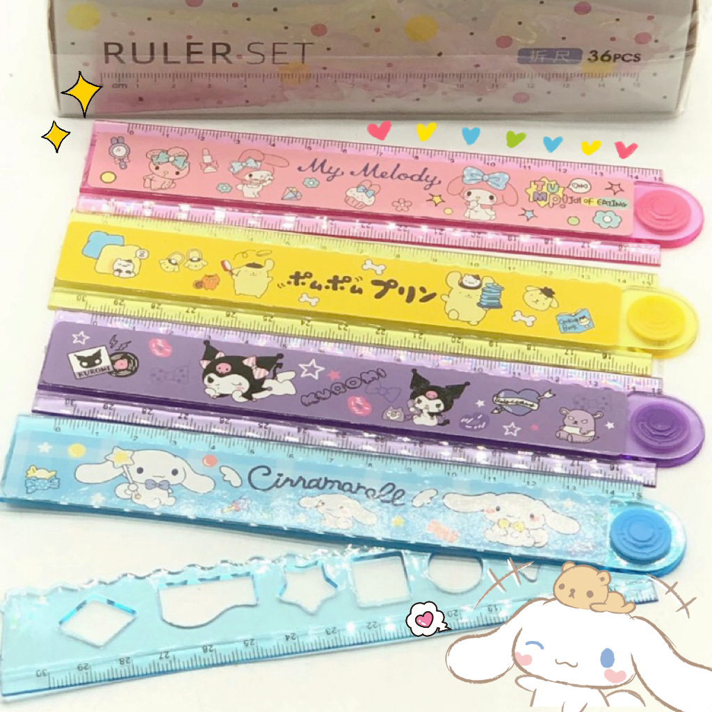Cute Cartoon Ruler 30cm/15cm Long Foldable Ruler Student Stationery ...