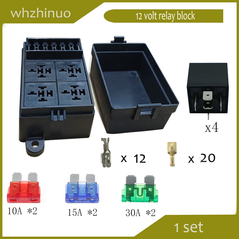 Relay fuse box with 4 relays 6 fuses: The fuse relay box contains 6 ...