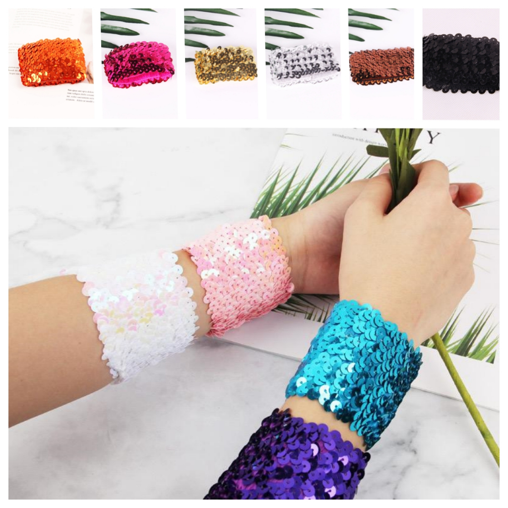 ShiningStars Wrist Cuffs, Polyester Fiber Sequin Wrist Bands, Fashion ...