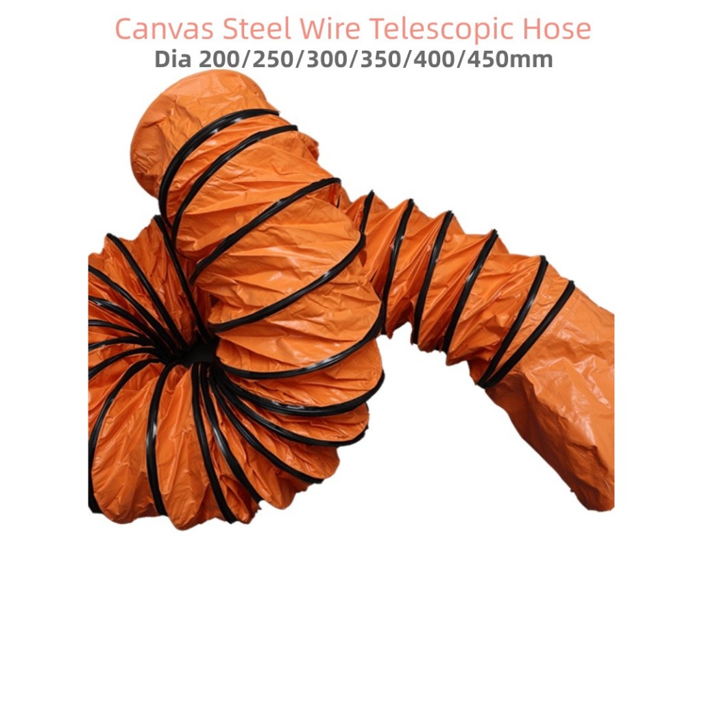 200-450mm High-Temperature Canvas Steel Wire Telescopic Hose Smoke ...