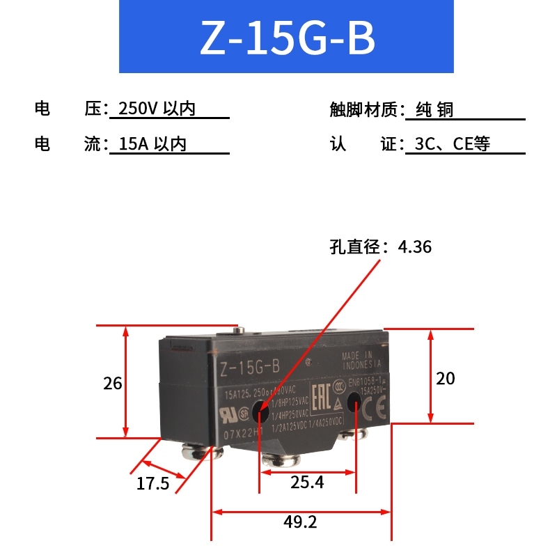 Omron Micro Limit Switch Z-15GW2-B Z-GQ21-B Z-15GD-B Z-15G-B Z-15GS-B Z ...