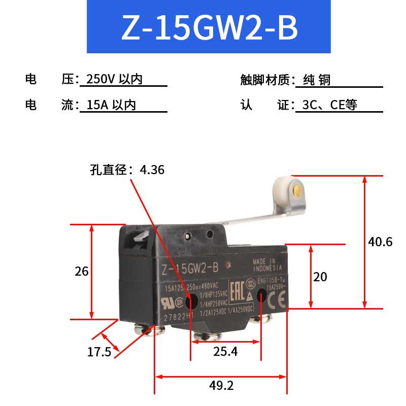 Omron Micro Limit Switch Z-15GW2-B Z-GQ21-B Z-15GD-B Z-15G-B Z-15GS-B Z ...