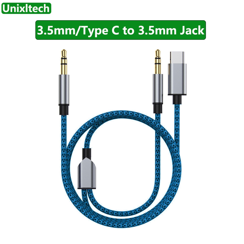 2 in 1 3.5mm Aux Cable to 3.5mm/Type C Audio Jack Cord Audio Auxiliary ...