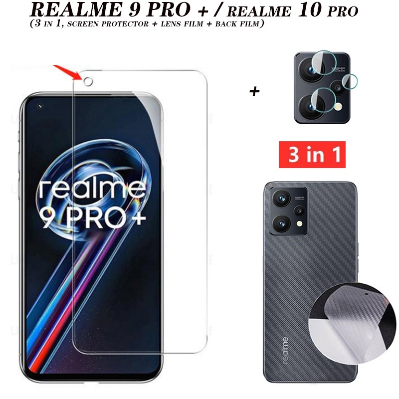 For (3 in 1) Realme 9 pro plus 9i 8 Pro plus 10 Pro 5G 8i Tempered ...
