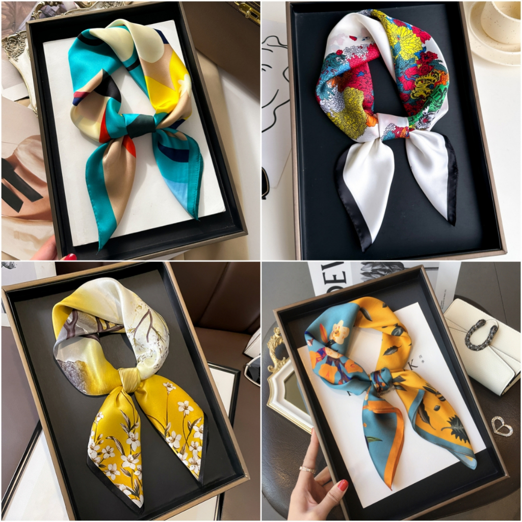 27.55inch Silk Square Scarf Multifunctional Air Hostess Scarf Women's ...