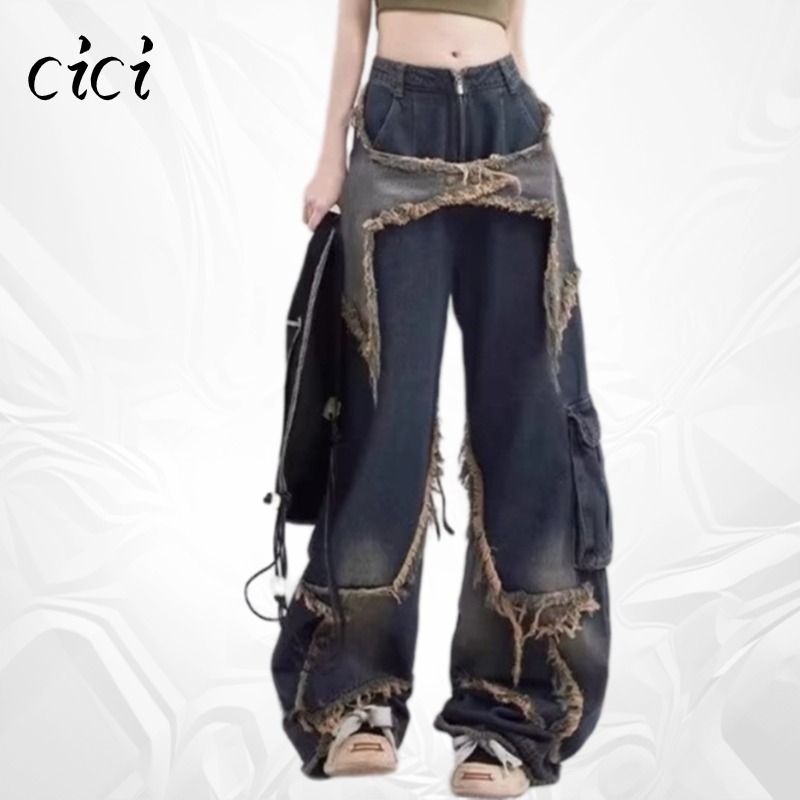 Street Hip Hop Pattern Retro Jeans Women Fashion Trend High Street ...