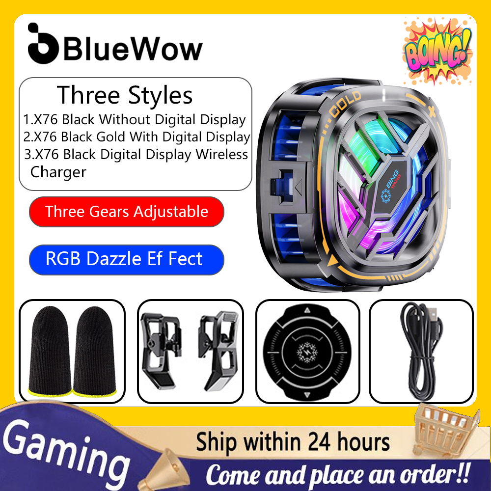 BlueWow new X76 mobile phone radiator digital display three-speed adjustable back clip type ...