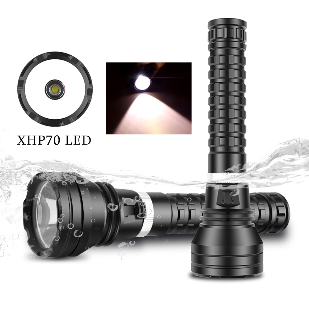 Super bright P70 LED diving flashlight underwater 50M work light 2000LM ...