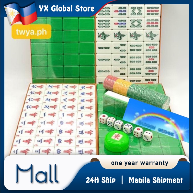 Mahjong Set With Number Melamine 4cm size standard size Green | Shopee ...