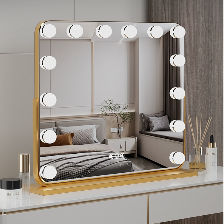 Large desktop led mirror With led Lights With vanity mirror (plug-in ...