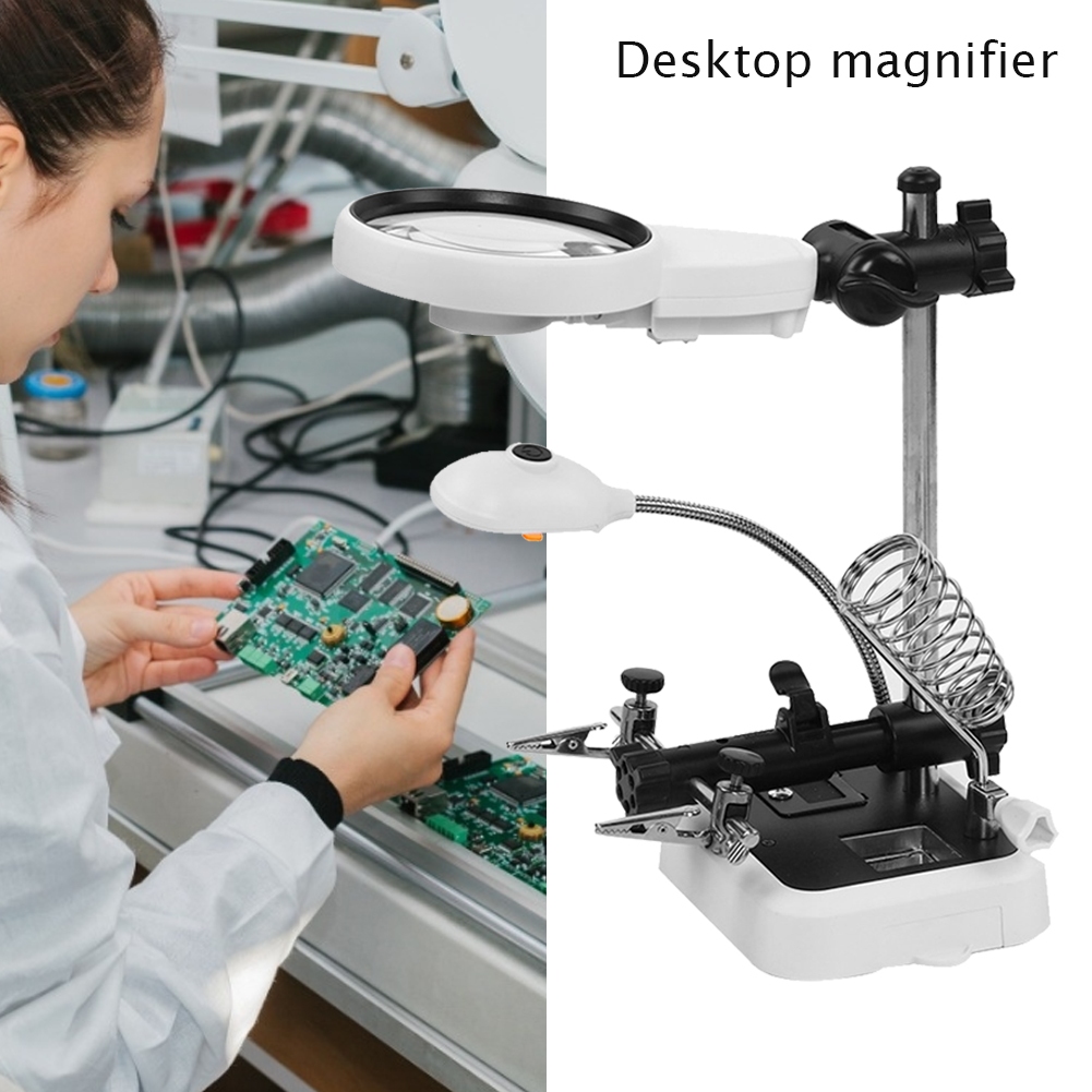 Welding Magnifying Glass with LED Light 3.5X-12X lens Auxiliary Clip ...
