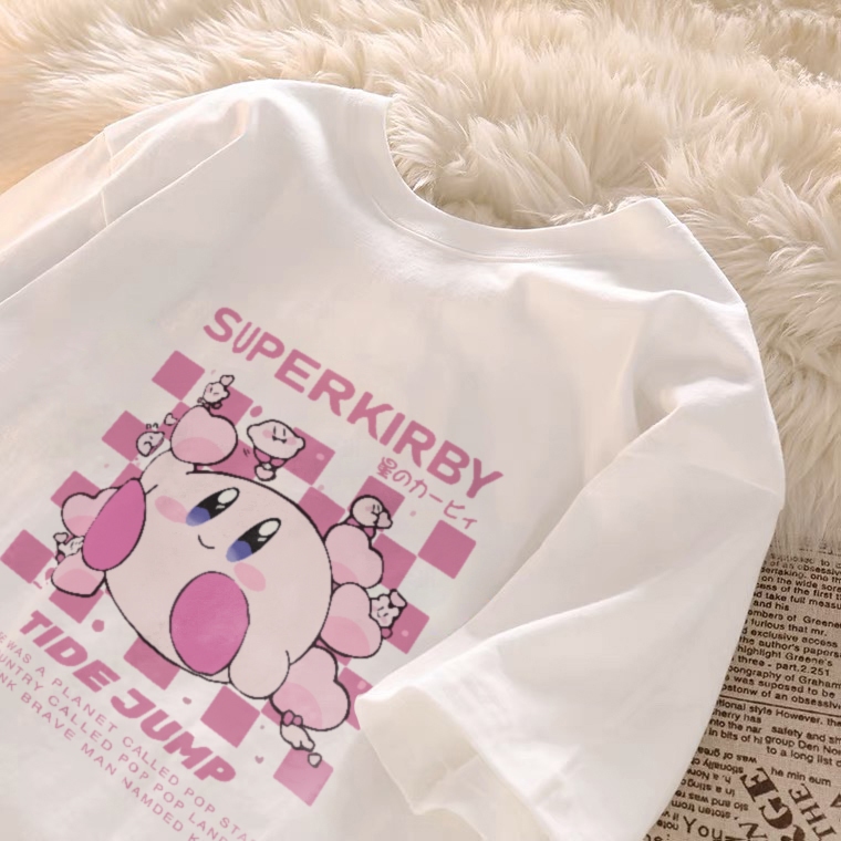 Korean retro pure cotton Kirby printed T-shirt oversized T-shirt for women | Shopee Philippines