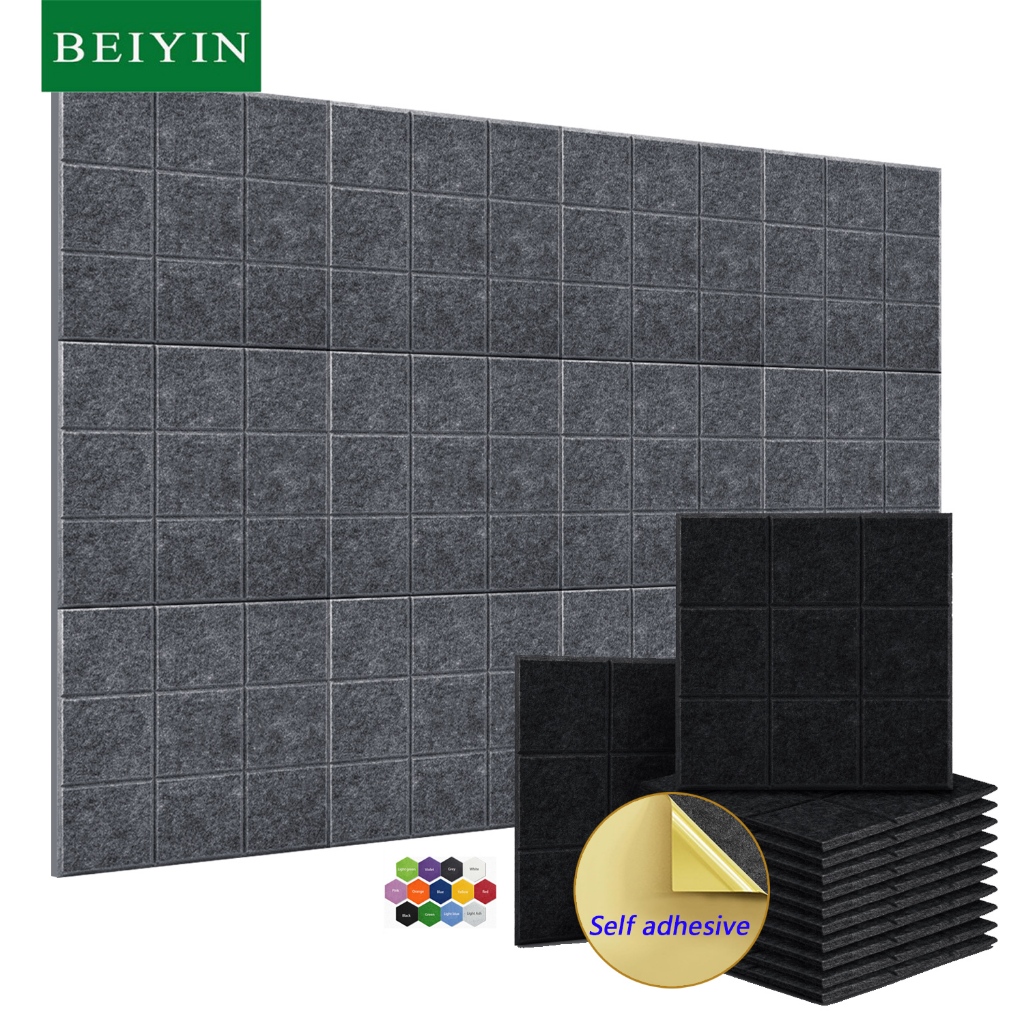 BEIYIN 12 Pack Self-adhesive Sound Absorption-Diffuse Acoustic Panel ...