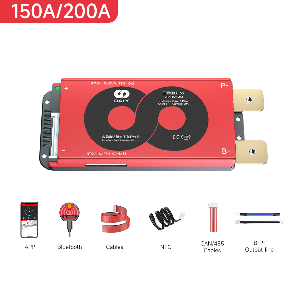 Daly Smart BMS Lifepo4/Li-ion Battery 4s 12v 8s 24V 16s 48V 20S 60V 24S 72V BMS 150A 200A RS485 ...