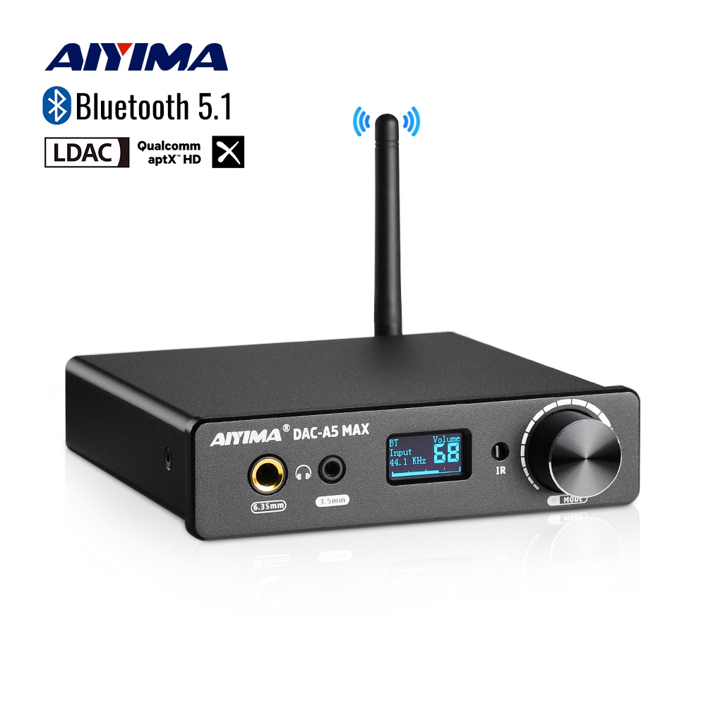 AIYIMA Audio DAC-A5 MAX Headphone Amplifier Bluetooth 5.1 ES9038K2M Decoder APTX LDAC Support ...