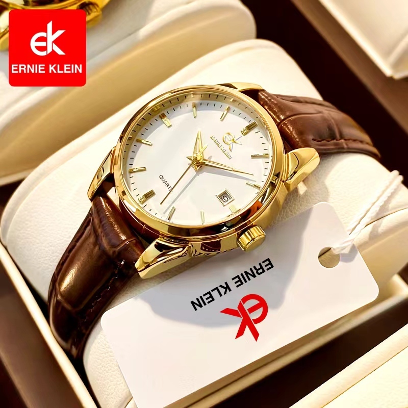 [with gift box] ERNIE KLEIN Genuine Leather Strap Import Fashion ...