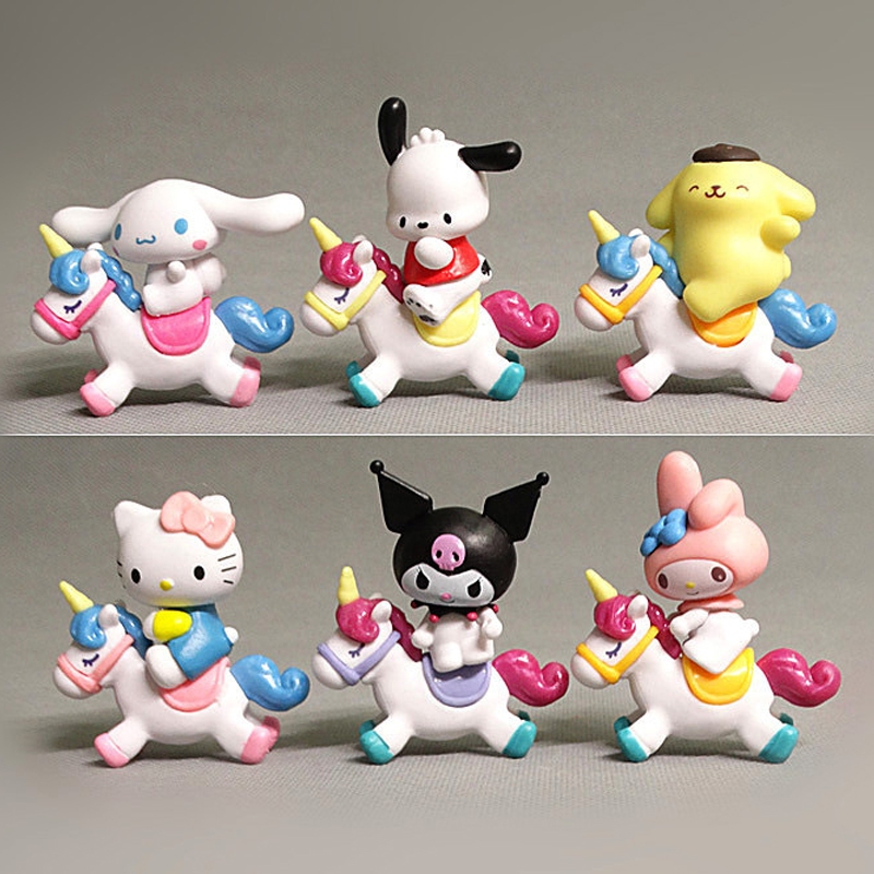 6Pcs/Set 6-7Anime My Melody Figure Kuromi Pochacco Hello Kitty ...