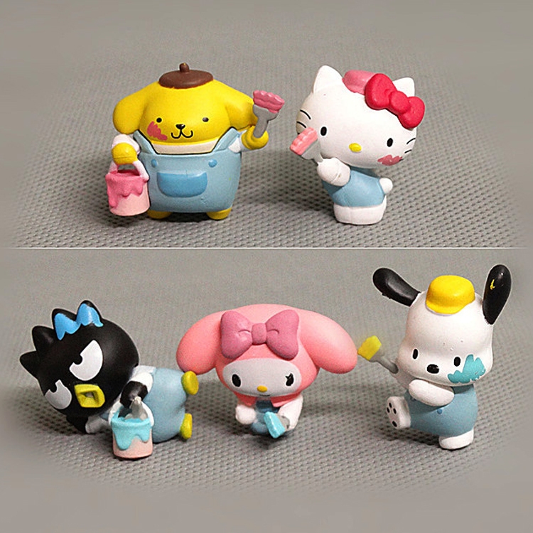 5Pcs/Set 3cm Anime My Melody Figure Painter Hello Kitty Pochacco Pom ...