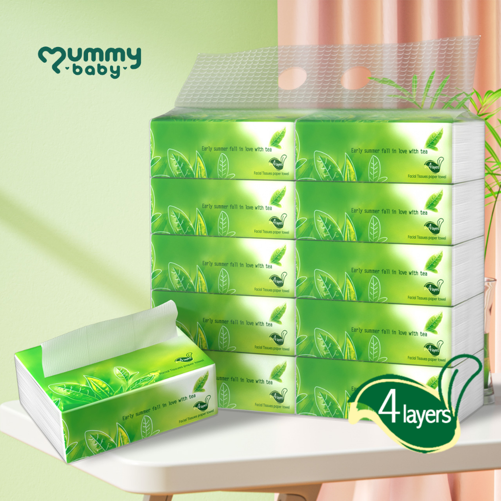 Organic green tea Facial Tissue Paper 4 ply 10 Packs Tissue Paper Towel ...