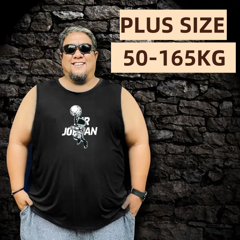 WNZiular 45-165kg sleeveless top men 4XL-7XL plus size vest men clothes Fashion print black ...