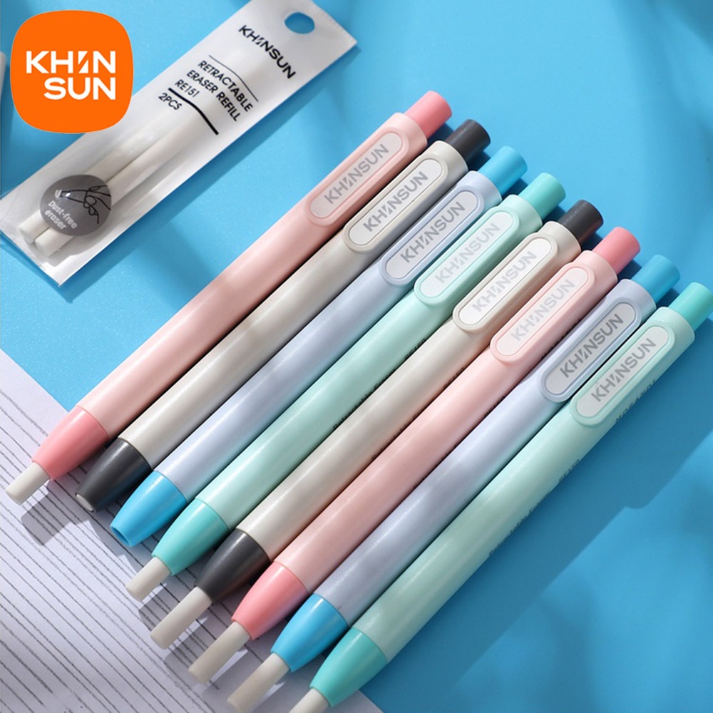 KHINSUN Press Retractable Pencil Eraser Pencil Rubber Macaron Color ...