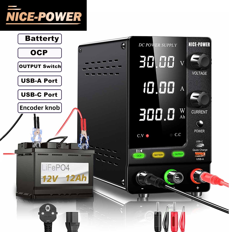 NICE-POWER Laboratory Power Supply 30V 10A 4-Digit LED Display Encoder ...