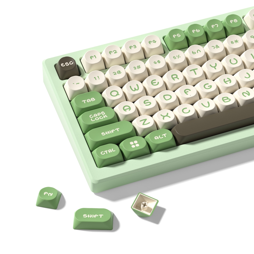 130 Keys MOA Profile Keycaps Fresh Green PBT Key Cap Double Shot ...