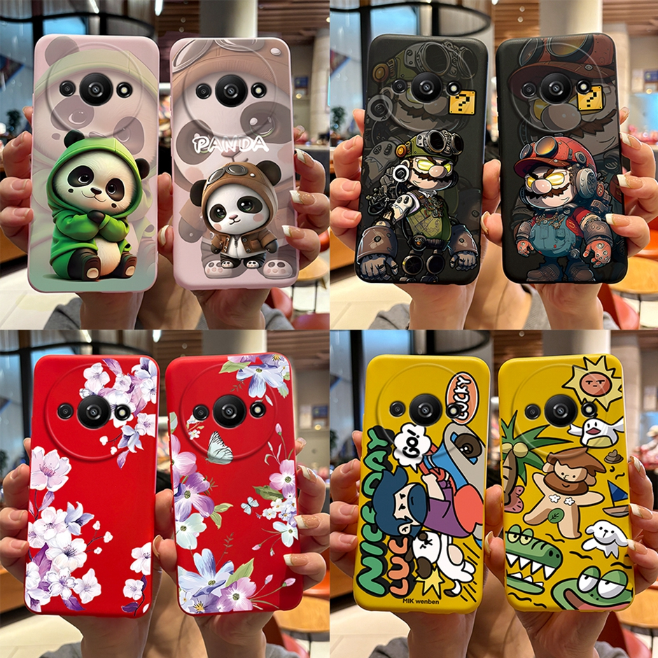 Case For Xiaomi Redmi A3 Lovely Panda Flower Pattern Soft Silicone ...