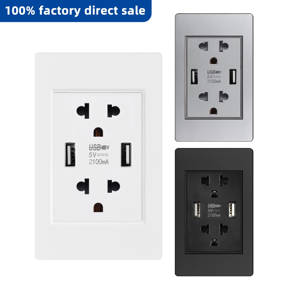 VISWE usb socket wall socket black socket white socket grey socket,118*72mm plastic panel ...